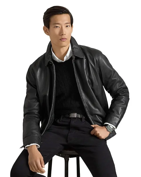 Polo Ralph Lauren Maxwell Lambskin Leather Zip Jacket - Polo Black